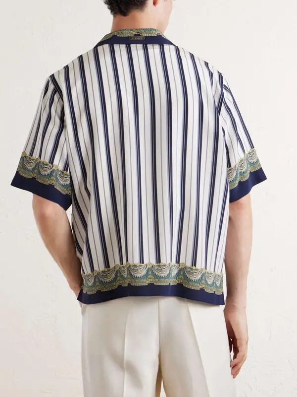Versace Striped Silk-crepe De Chine Shirt