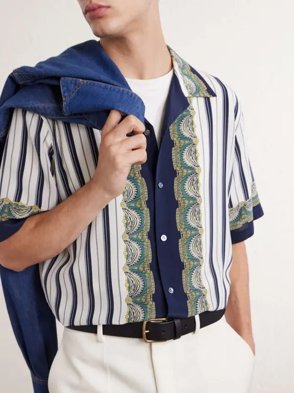 Versace Striped Silk-crepe De Chine Shirt