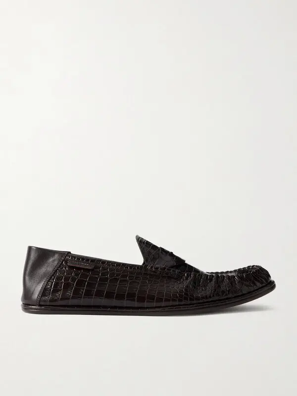 TOM FORD Sebastian Croc-effect Leather Loafers