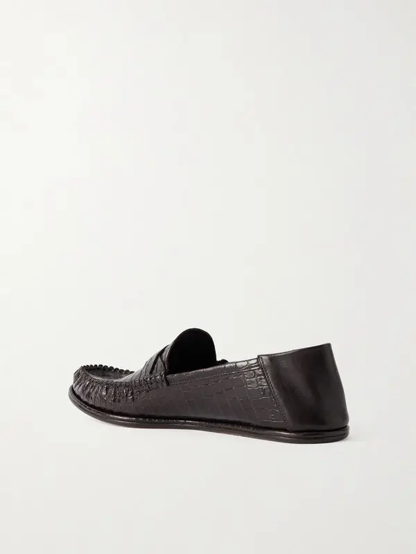 TOM FORD Sebastian Croc-effect Leather Loafers
