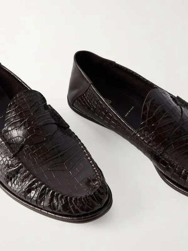 TOM FORD Sebastian Croc-effect Leather Loafers