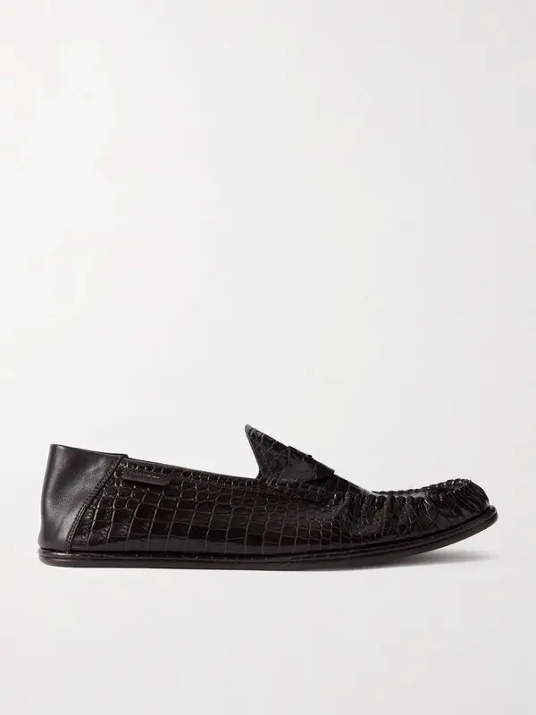 TOM FORD Sebastian Croc-effect Leather Loafers