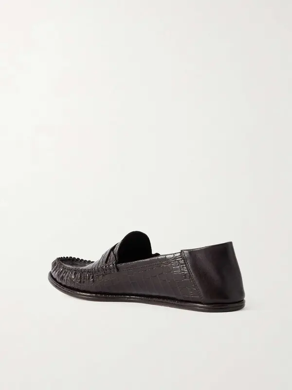 TOM FORD Sebastian Croc-effect Leather Loafers