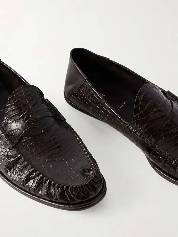 TOM FORD Sebastian Croc-effect Leather Loafers