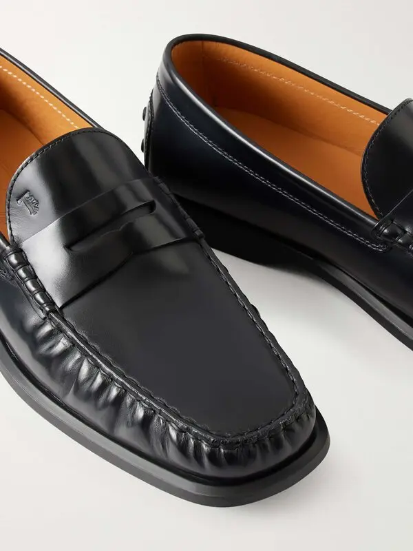 TOD'S Logo-debossed Gathered Leather Loafers