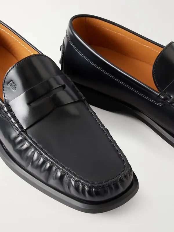 TOD'S Logo-debossed Gathered Leather Loafers