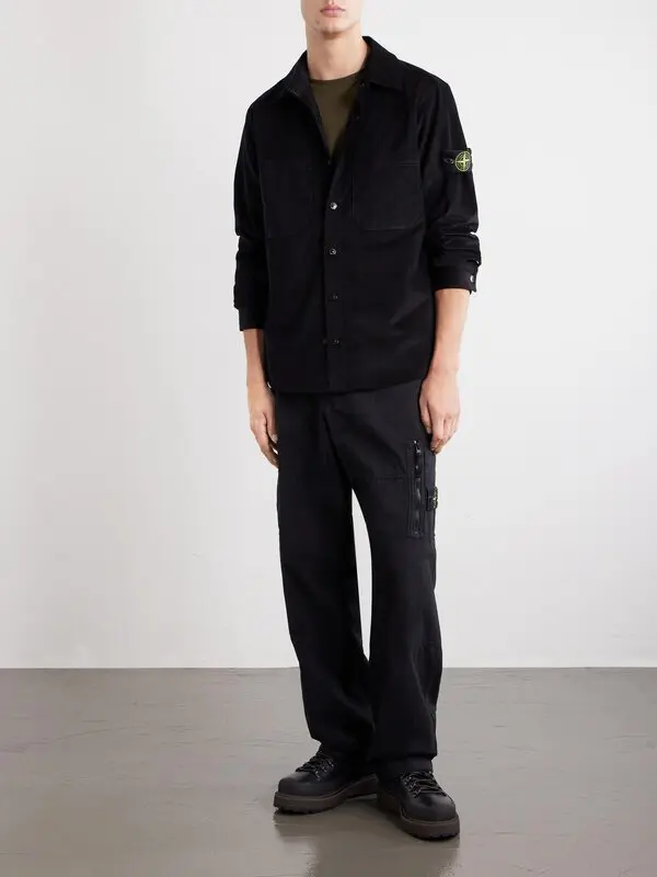 Stone Island Logo-appliquéd Cotton Corduroy Shirt