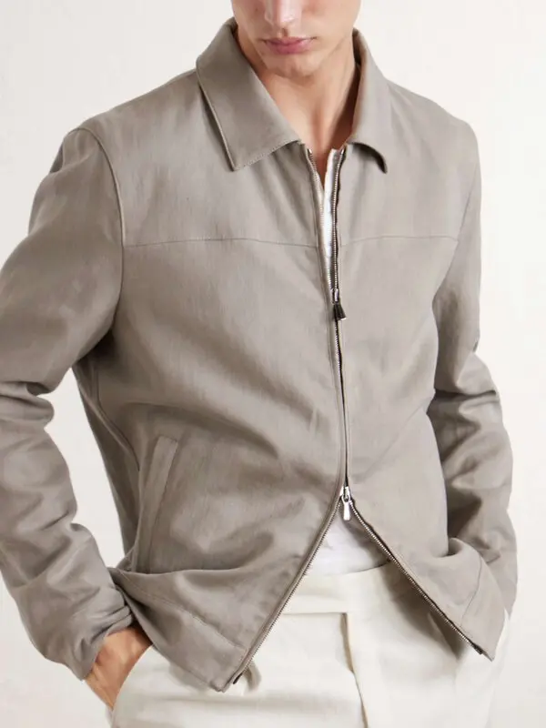 Thom Sweeney Linen Bomber Jacket