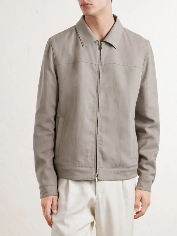 Thom Sweeney Linen Bomber Jacket