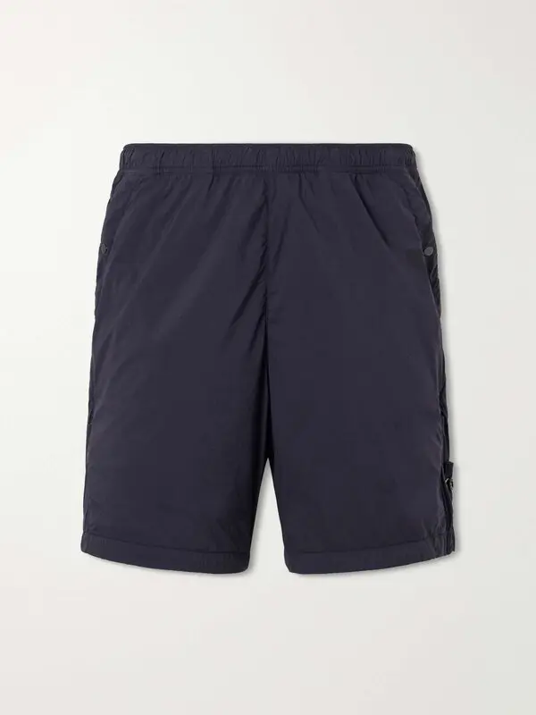 Stone Island Straight-leg Logo-appliquéd Garment-dyed Shell Shorts - Black