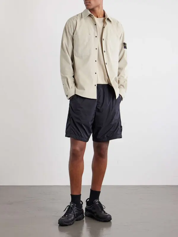 Stone Island Straight-leg Logo-appliquéd Garment-dyed Shell Shorts