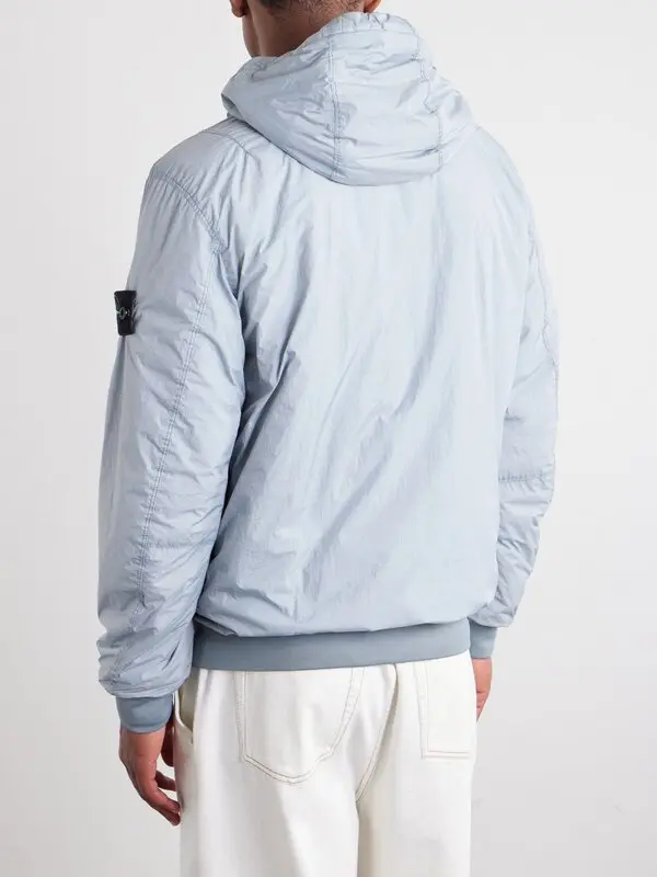 Stone Island Logo-appliquéd Garment-dyed Crinkled Shell Hooded Jacket