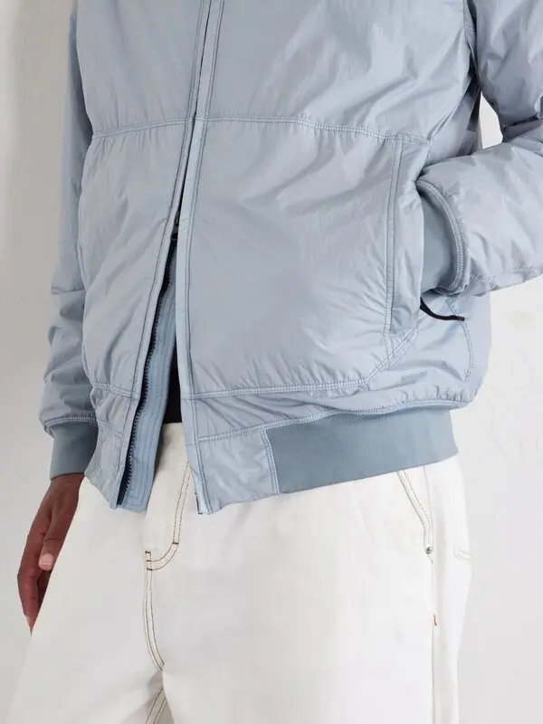 Stone Island Logo-appliquéd Garment-dyed Crinkled Shell Hooded Jacket