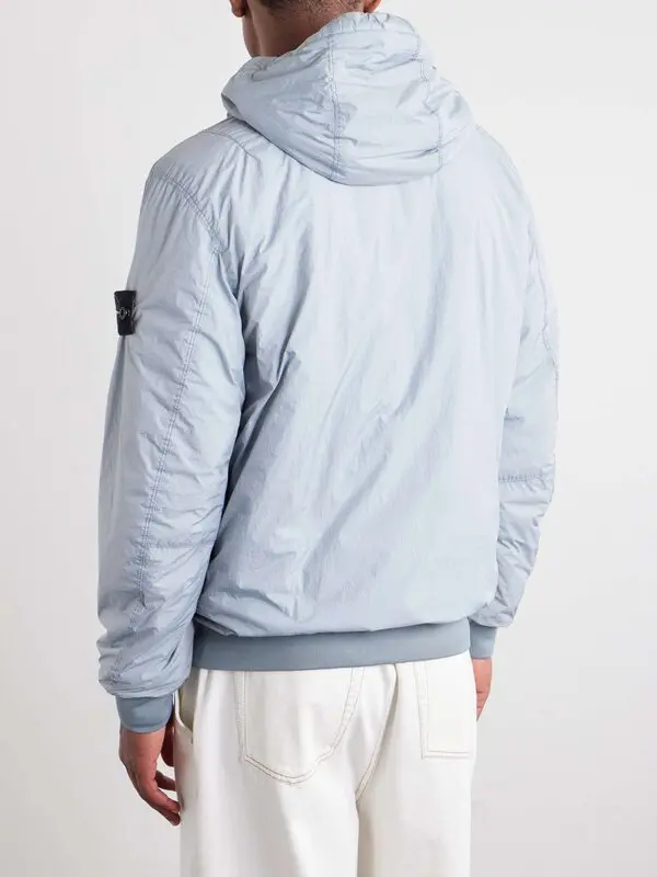 Stone Island Logo-appliquéd Padded Garment-dyed Crinkled-shell Hooded Jacket