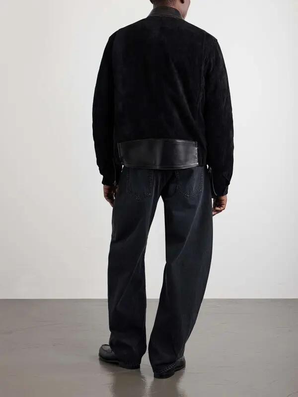 Sacai Leather-trimmed Suede Jacket