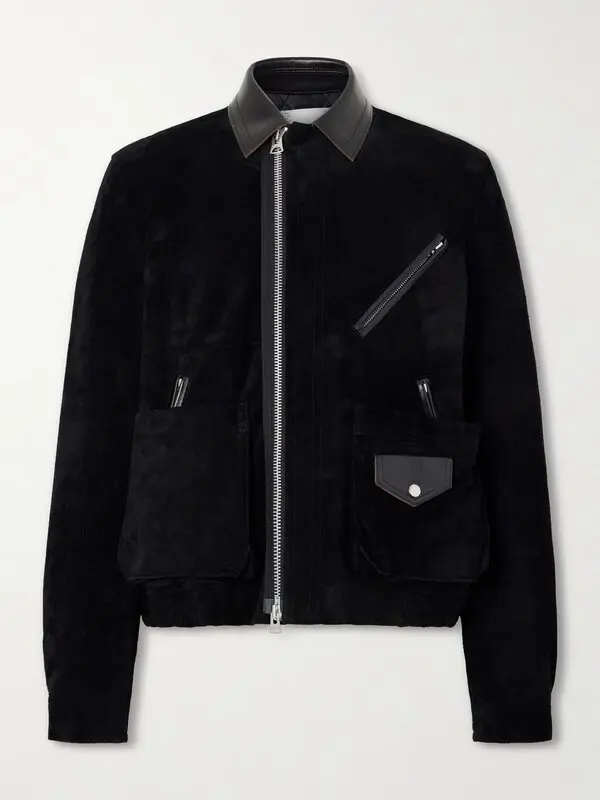 Sacai Leather-trimmed Suede Jacket