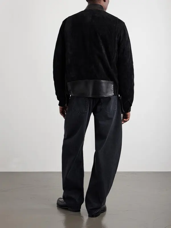 Sacai Leather-trimmed Suede Jacket