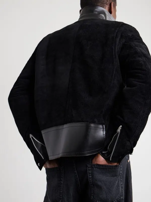Sacai Leather-trimmed Suede Jacket