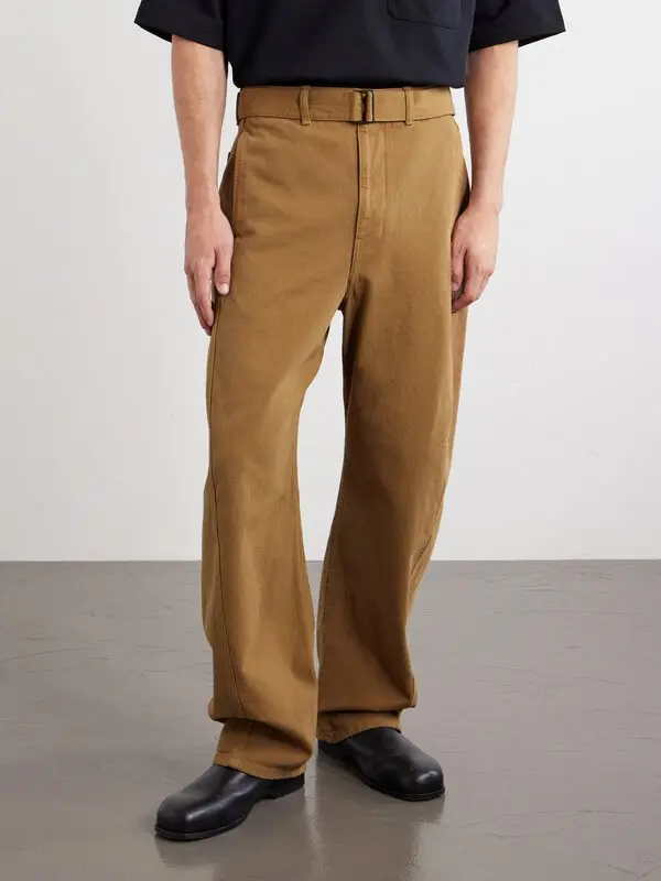 LEMAIRE Straight-leg Belted Cotton-twill Trousers