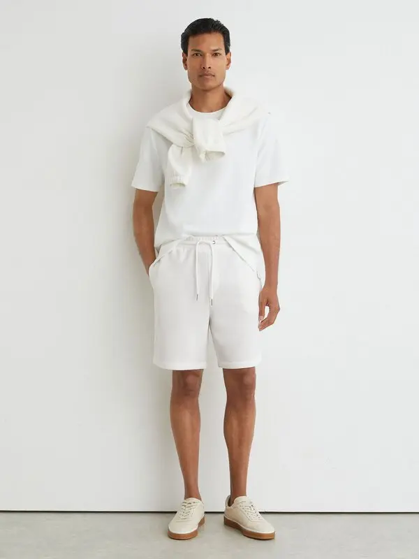 REISS Renly Textured Drawstring Shorts - White