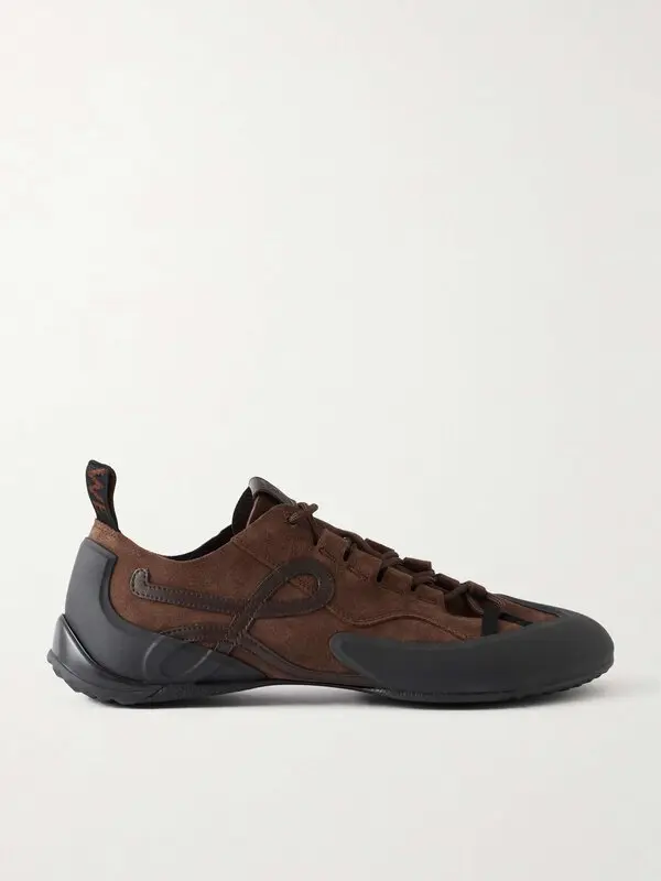 Loewe Grip Logo-appliquéd Trimmed-suede Sneakers