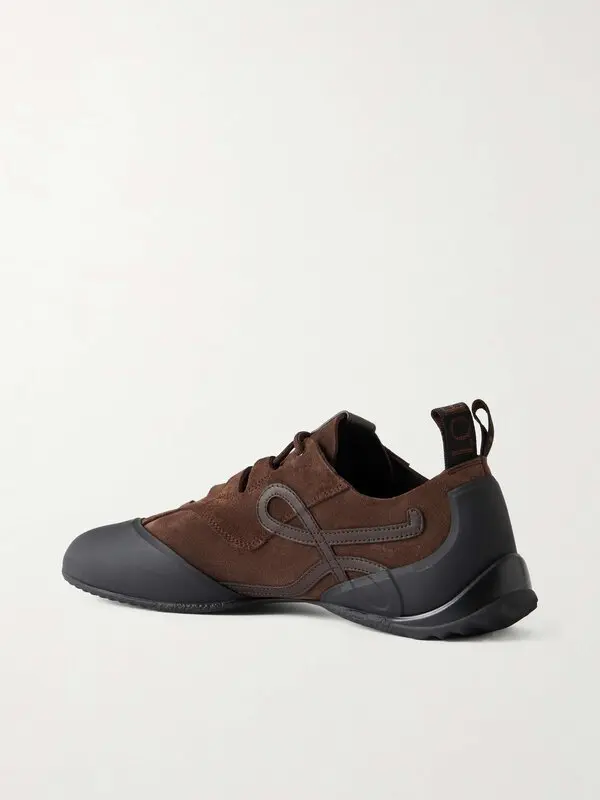Loewe Grip Logo-appliquéd Trimmed-suede Sneakers