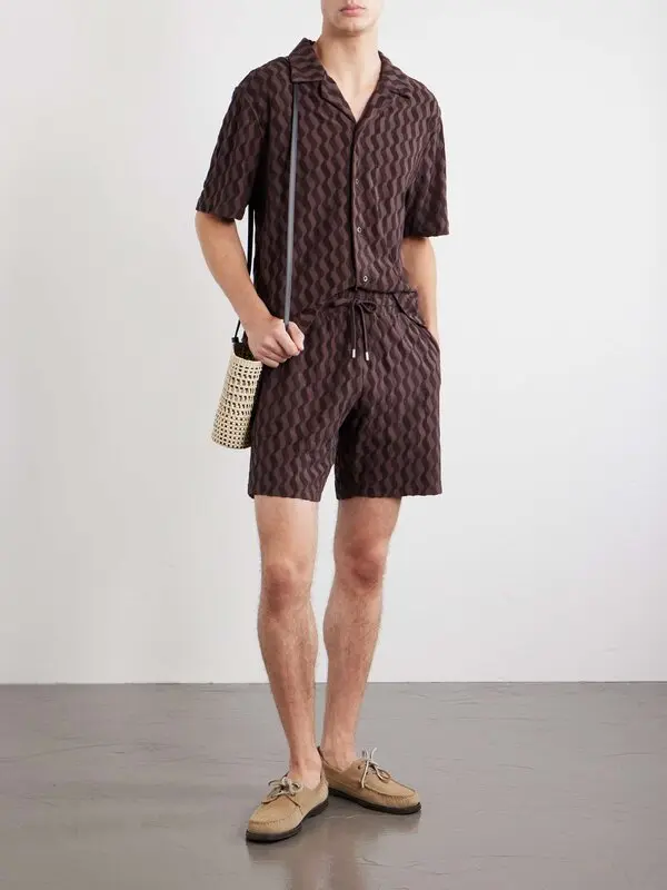 Frescobol Carioca Augusto Cotton And Linen-blend Jacquard Terry Shorts