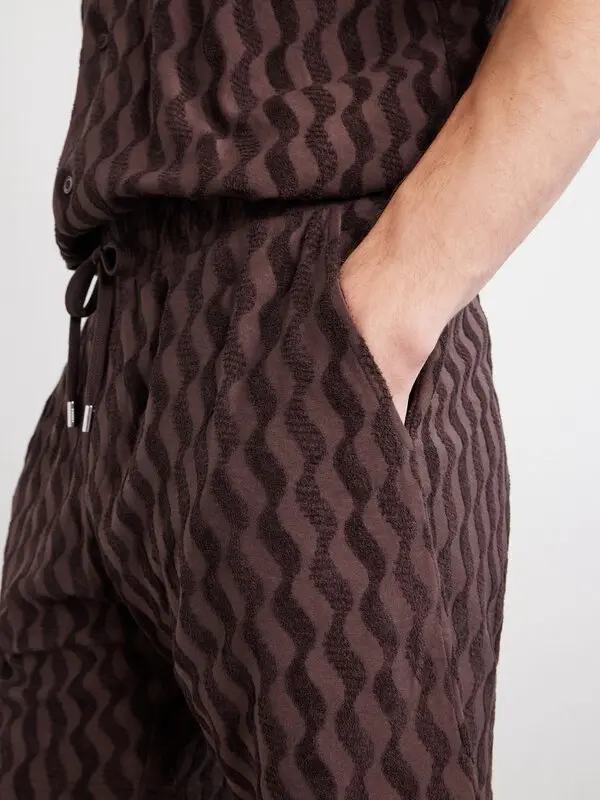 Frescobol Carioca Augusto Cotton And Linen-blend Jacquard Terry Shorts - Brown