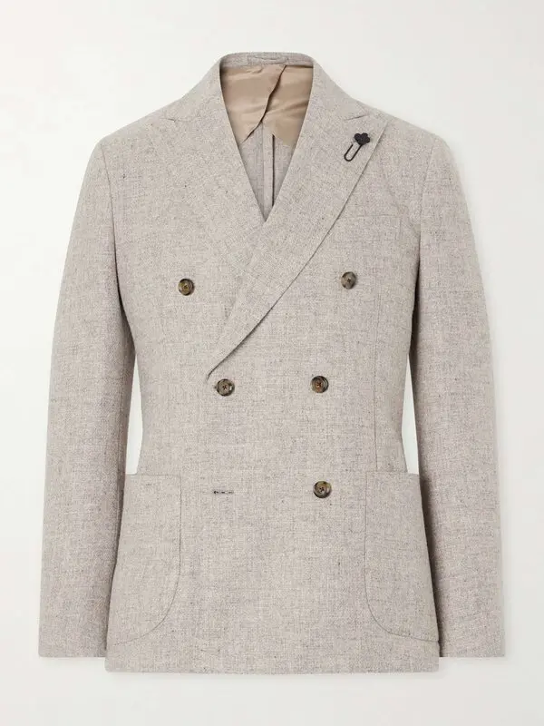 LARDINI Wool Canvas Blazer - Beige