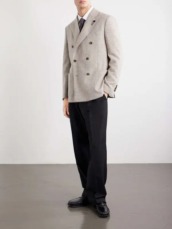 LARDINI Wool Canvas Blazer - Beige