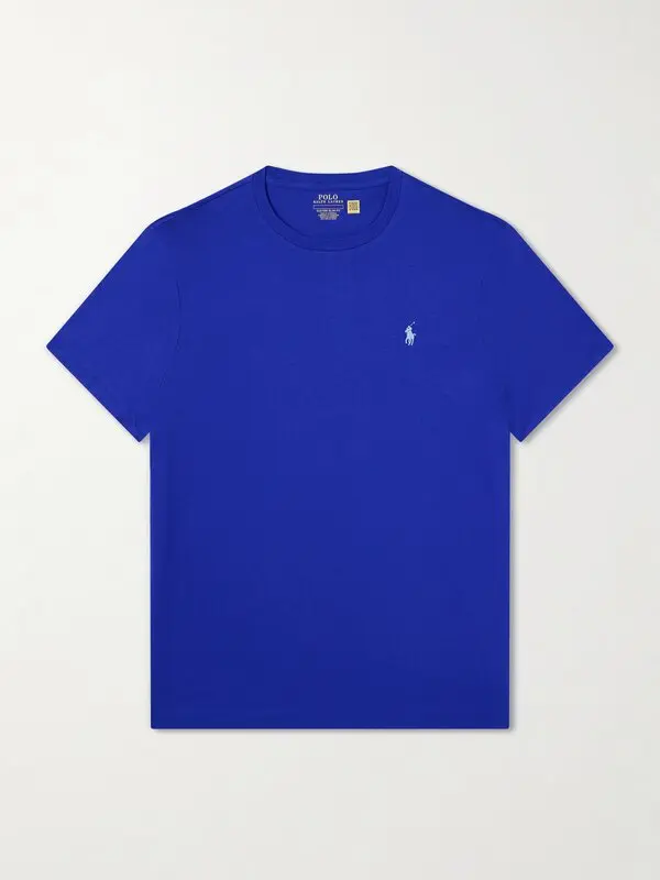 Polo Ralph Lauren Logo-embroidered Cotton-jersey T-shirt - Blue