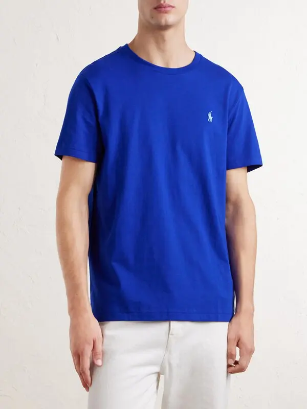 Polo Ralph Lauren Logo-embroidered Cotton-jersey T-shirt - Blue