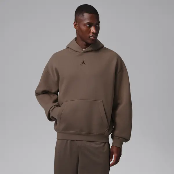 JORDAN Oversized Fleece Pullover Hoodie - Brown