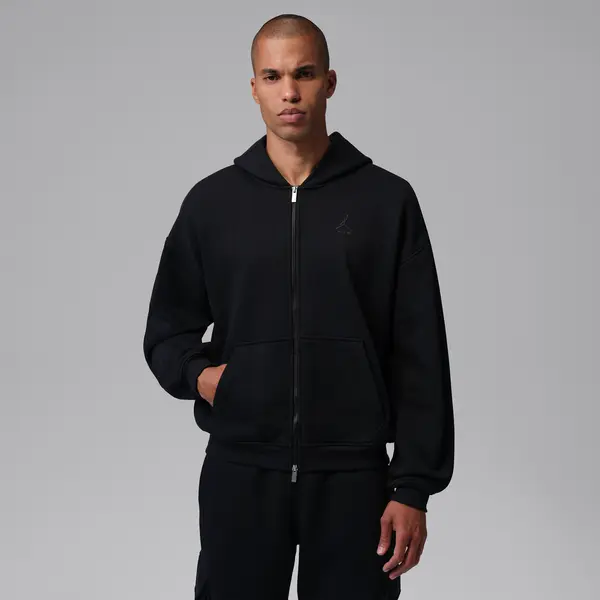 JORDAN Brooklyn Oversized Fleece Full-zip Hoodie - Black
