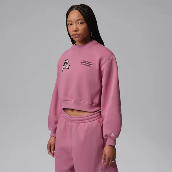 JORDAN Brooklyn Fleece Cropped Crew-neck Sweatshirt - Pink