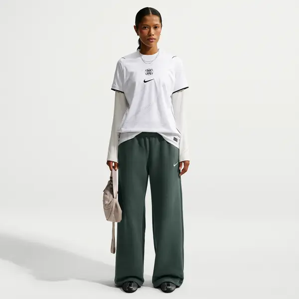 Nike Studio Fleece Medium Weight Mid-rise Wide-leg Pants - Green