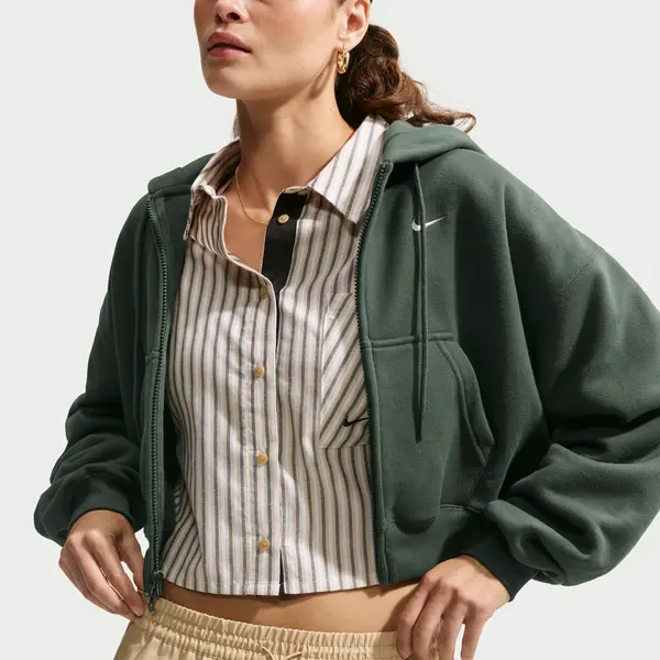 Nike Studio Fleece Oversized Full-zip Cropped Hoodie
