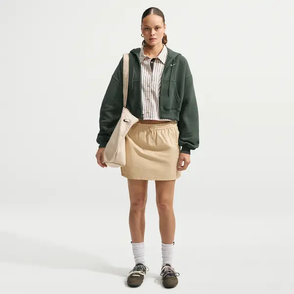 Nike Studio Fleece Oversized Full-zip Cropped Hoodie