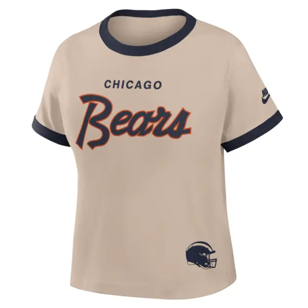 Nike Chicago Bears Rewind Ringer Mod Cropped T-shirt - Brown