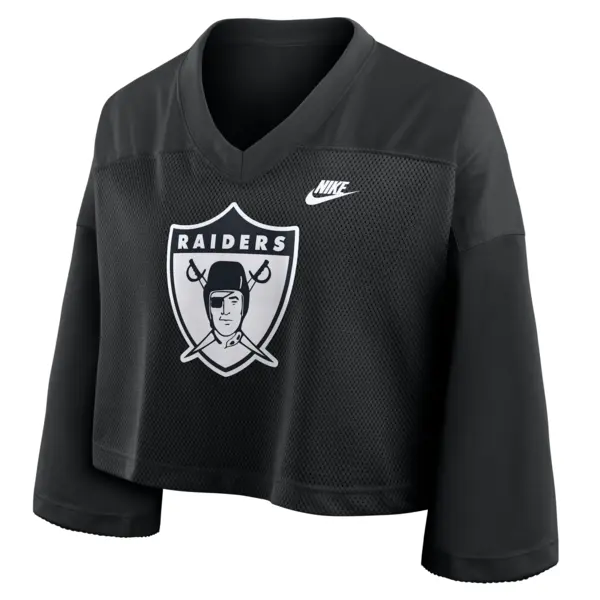 Nike Las Vegas Raiders Rewind Fashion Dri-fit Nfl Cropped Jersey - Black