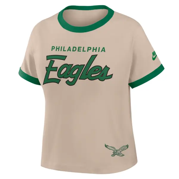 Nike Philadelphia Eagles Rewind Ringer Mod Cropped T-shirt - Brown