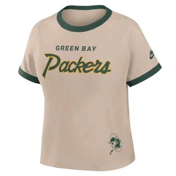 Nike Green Bay Packers Rewind Ringer Mod Cropped T-shirt - Brown