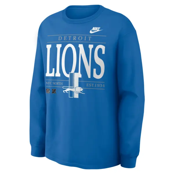 Nike Detroit Lions Rewind Max90 Nfl Long-sleeve T-shirt - Blue