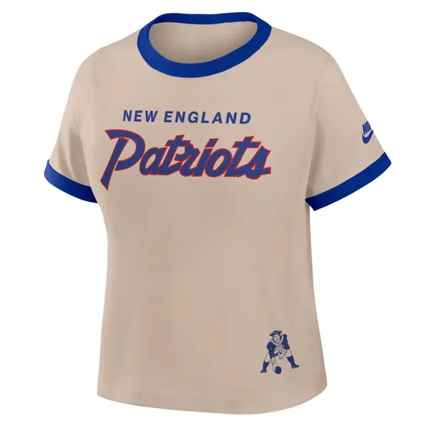 Nike New England Patriots Rewind Ringer Cropped T-shirt - Brown