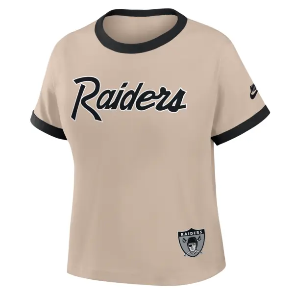 Nike Las Vegas Raiders Rewind Ringer Cropped T-shirt - Brown