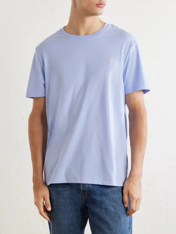 Polo Ralph Lauren Logo-embroidered Cotton-jersey T-shirt - Blue