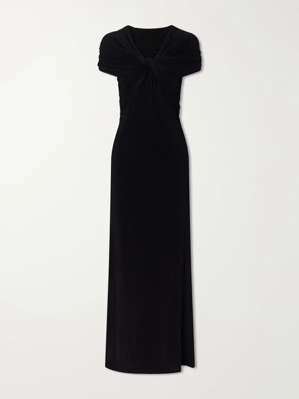 Tove Rama Gathered Jersey Maxi Dress - Black