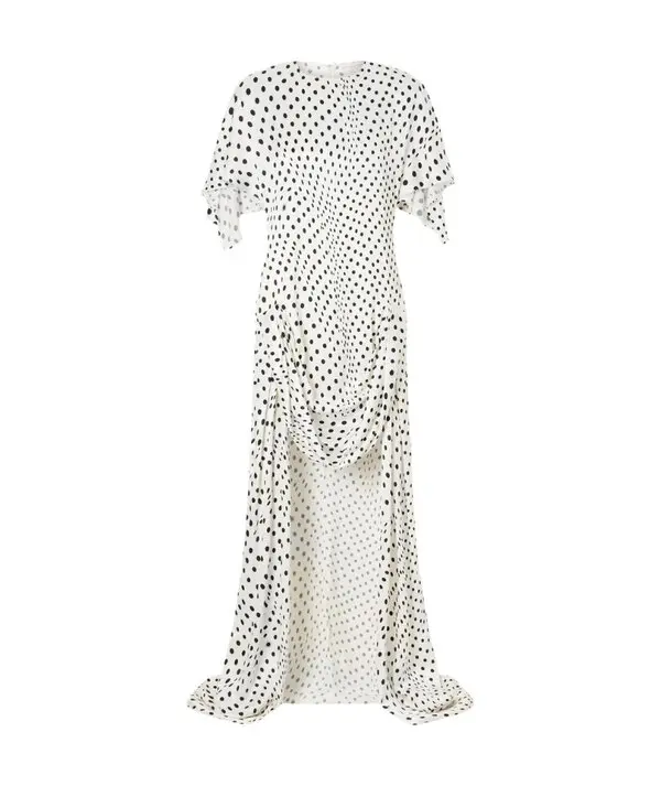 Stella McCartney Asymmetrical Polka Dot Satin Midi Dress - White