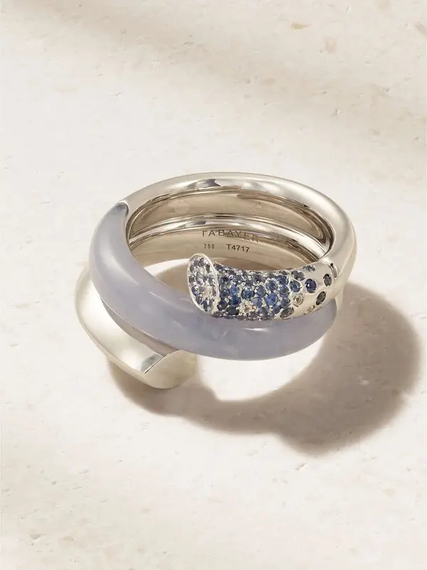 TABAYER 18-karat White Sapphire And Chalcedony Ring - Gold