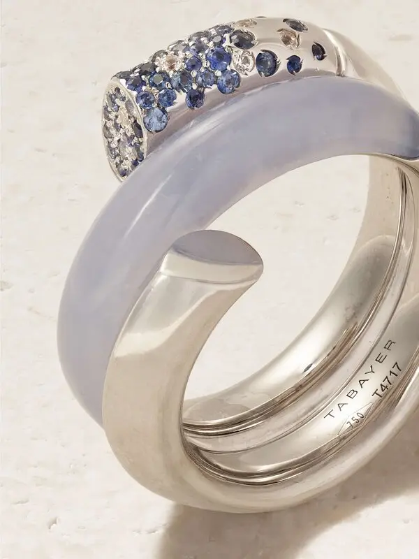 TABAYER 18-karat White Sapphire And Chalcedony Ring